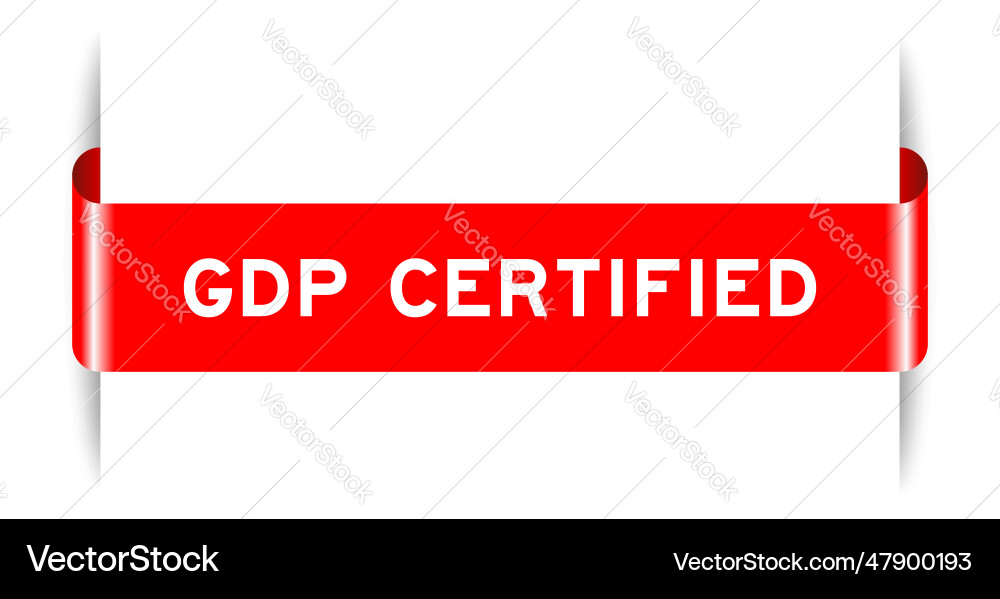 Red color inserted label banner with word gdp Vector Image