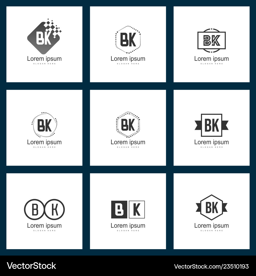Set of letter logo initial bk template design Vector Image