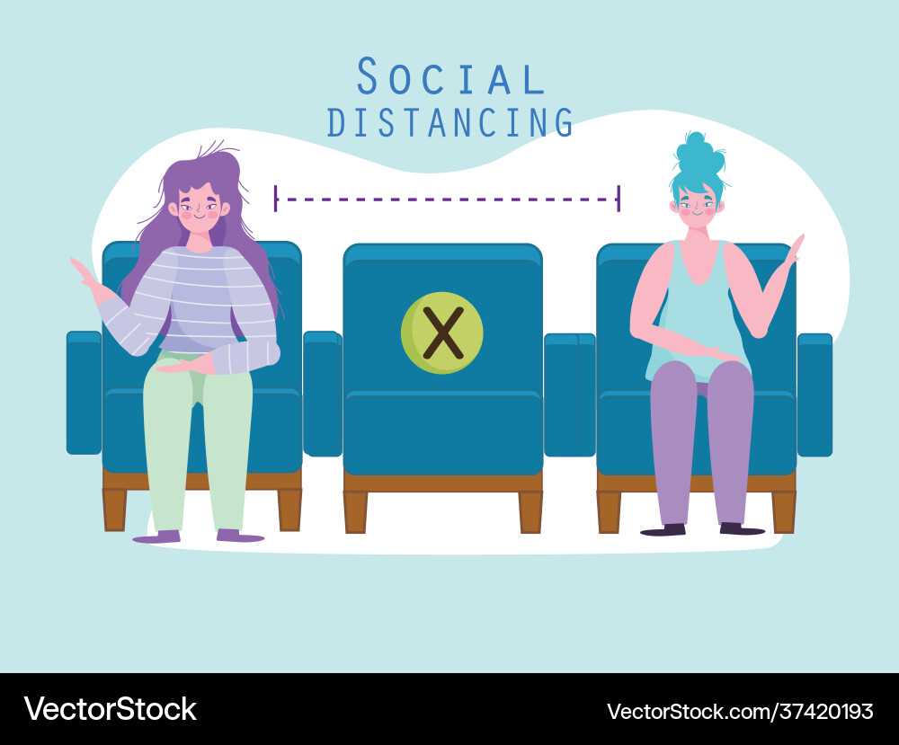 Social distancing public society Royalty Free Vector Image