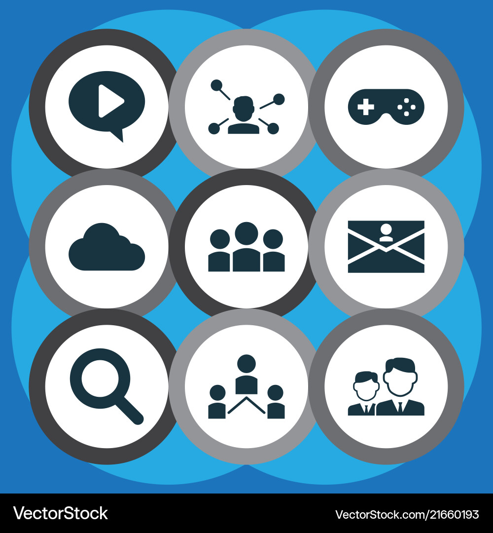 Social icons set with game communication group Vector Image