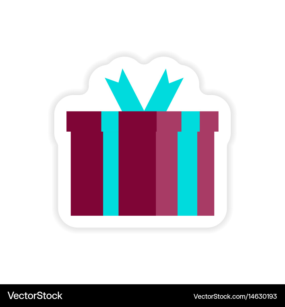 Stylish paper sticker on white background gift box