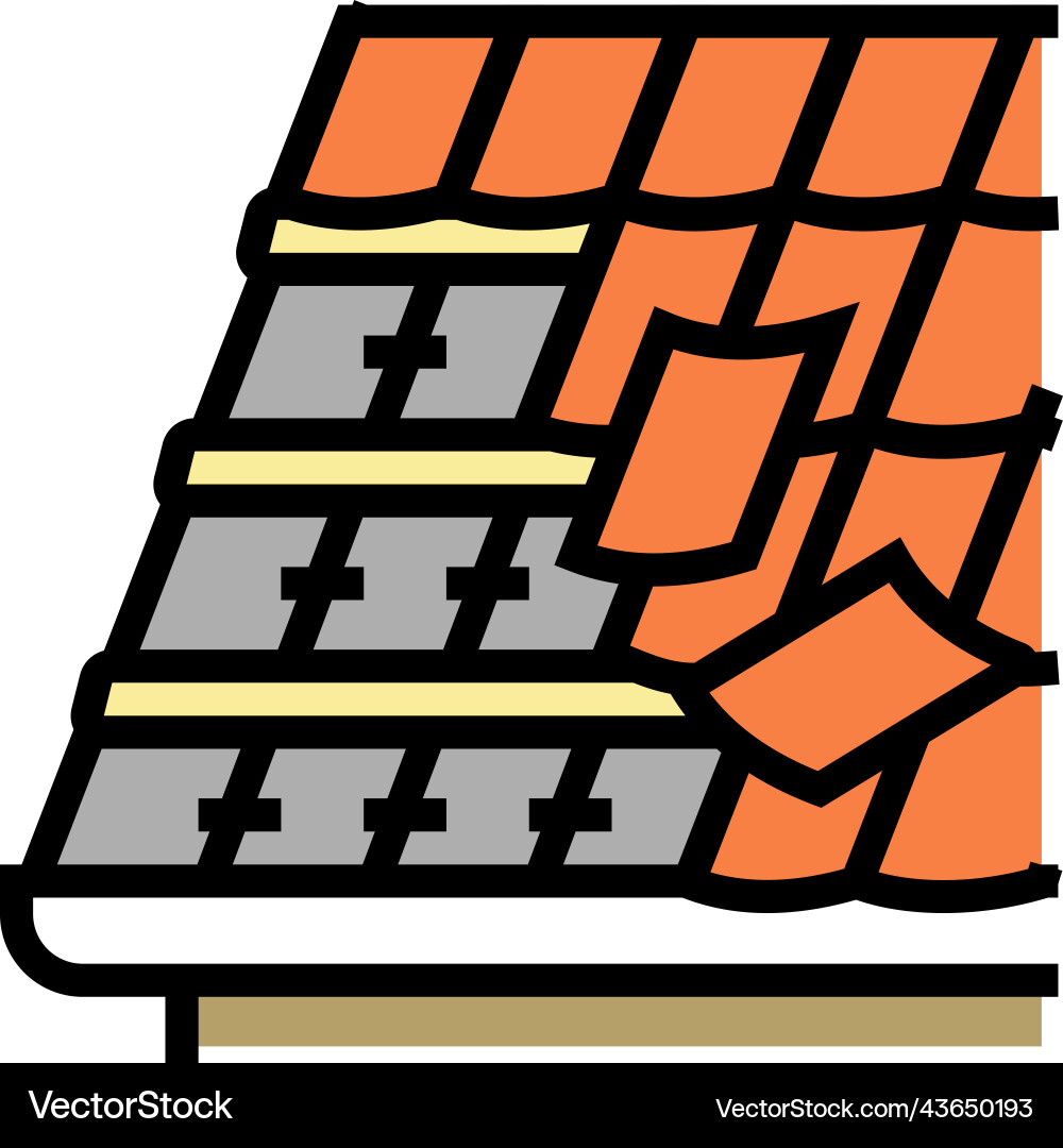 Tiled roof mounting color icon Royalty Free Vector Image
