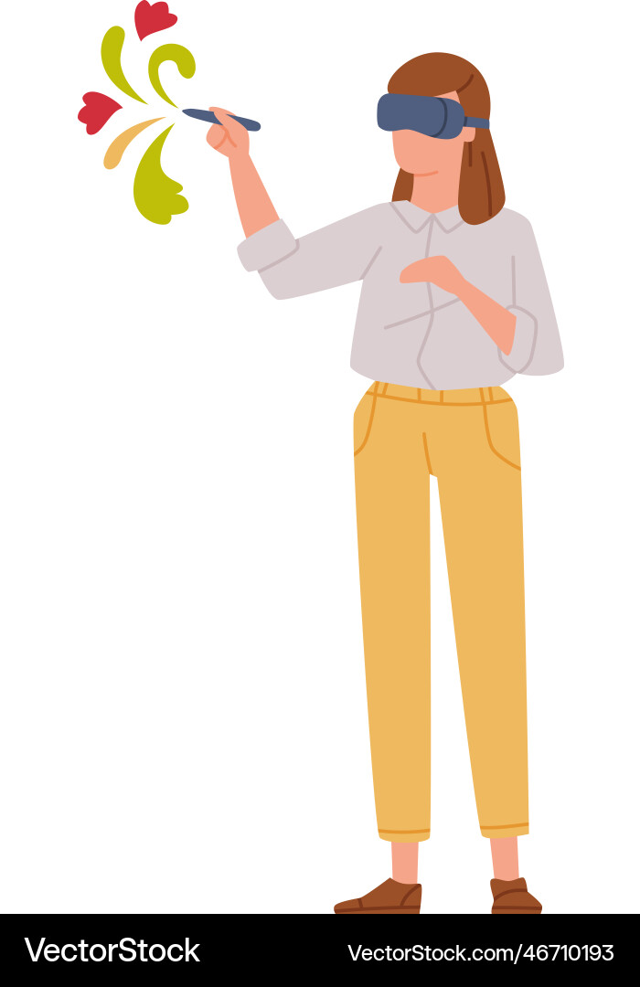 Woman in augmented reality glasses drawing Vector Image