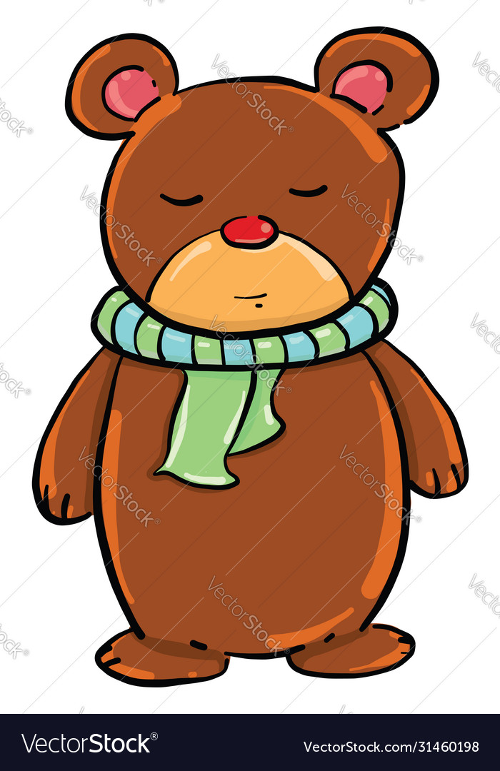 Bear with scarf on white background Royalty Free Vector