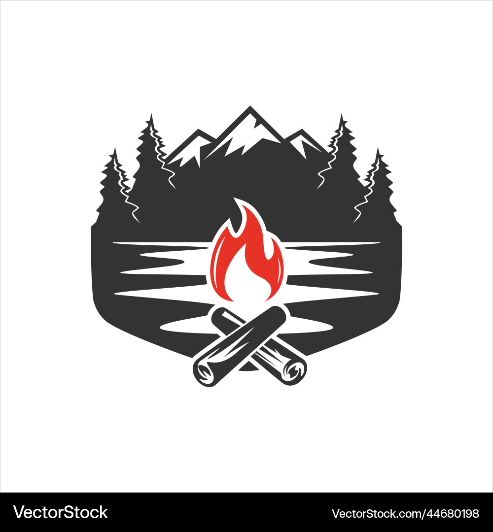 Camp logo with campfire stay wild and free Vector Image