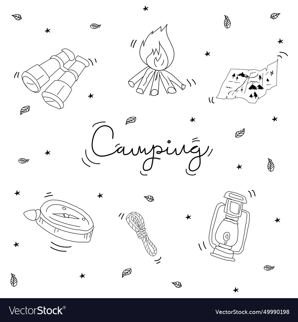 Camping hand drawn doodle Royalty Free Vector Image Camping hand drawn doodle Royalty Free Vector Image