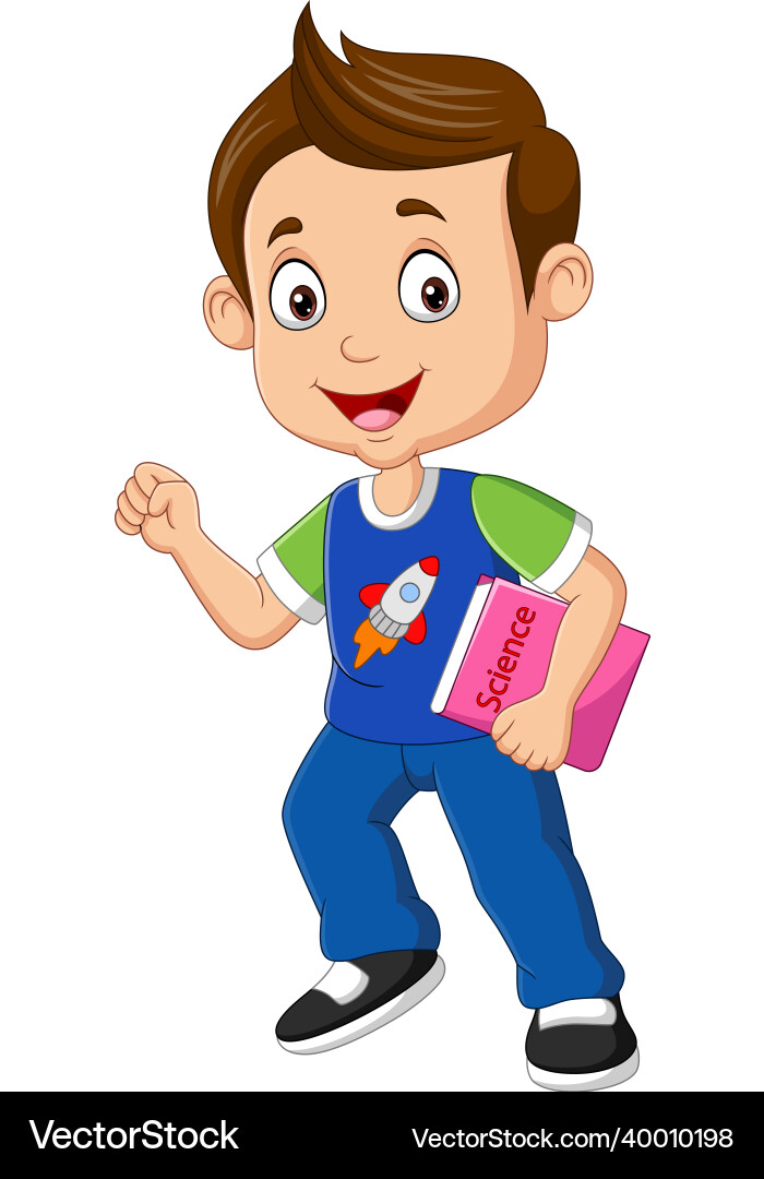 Cute little boy holding a book Royalty Free Vector Image