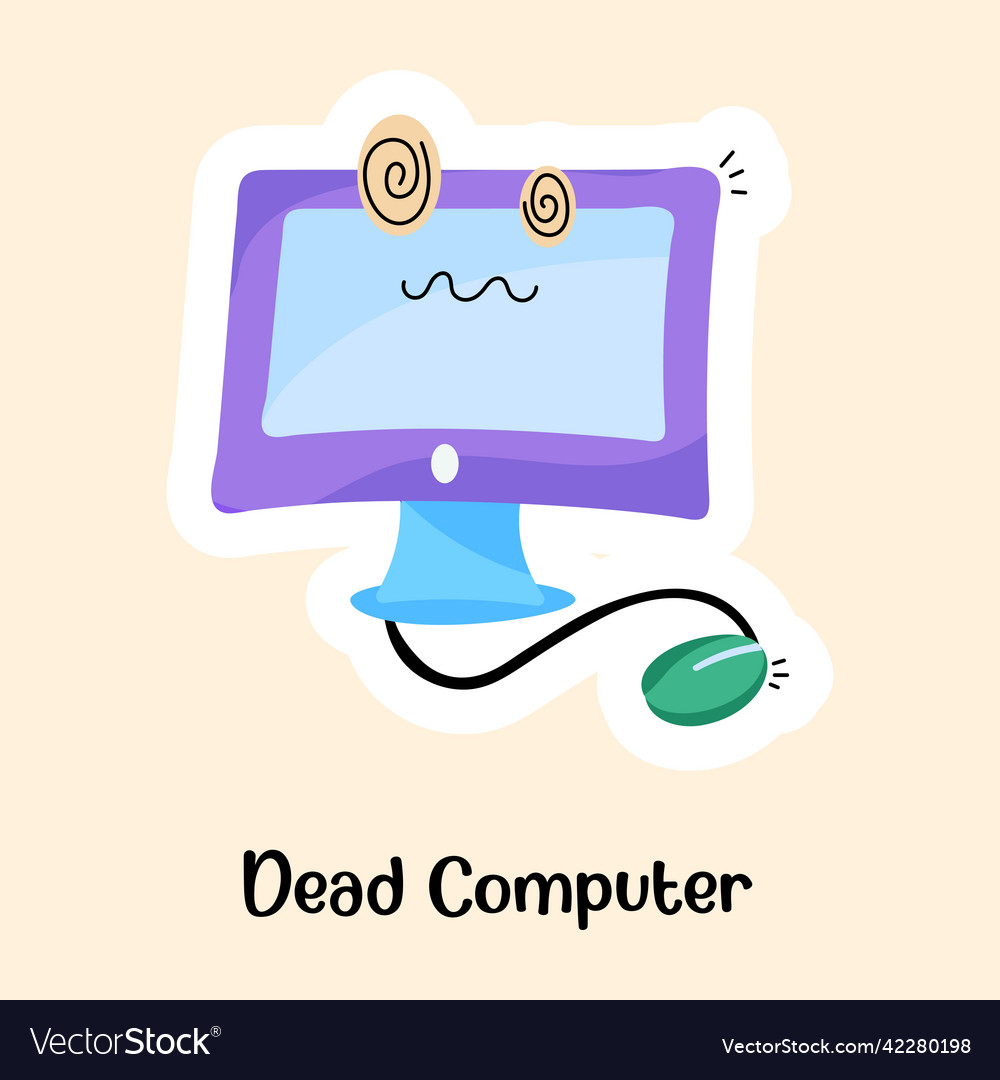 Dead computer Royalty Free Vector Image - VectorStock