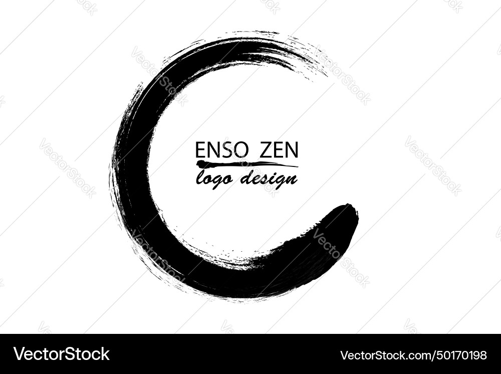 Enso zen circle hand-drawn with black ink logo Vector Image