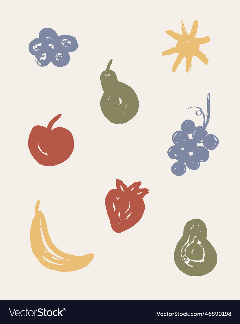 Fruit setartistic design elements Royalty Free Vector Image