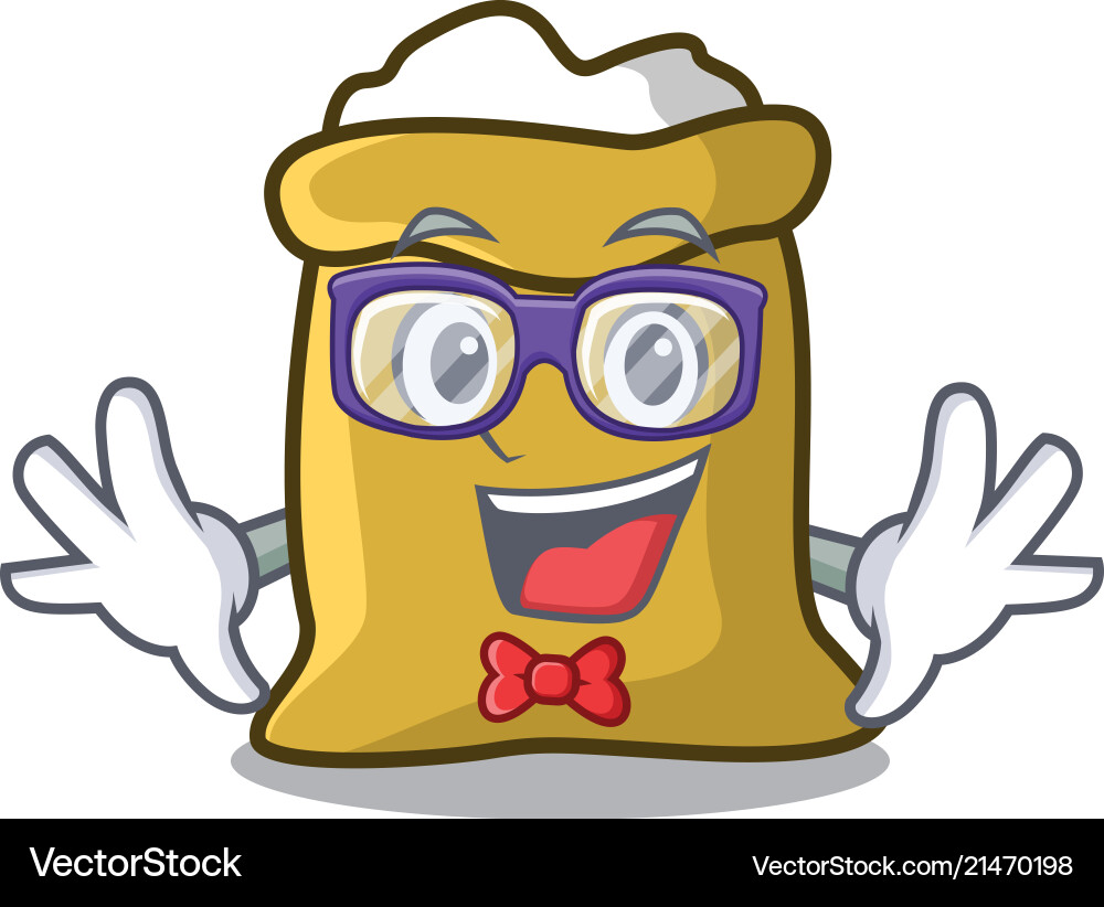 Geek flour character cartoon style Royalty Free Vector Image