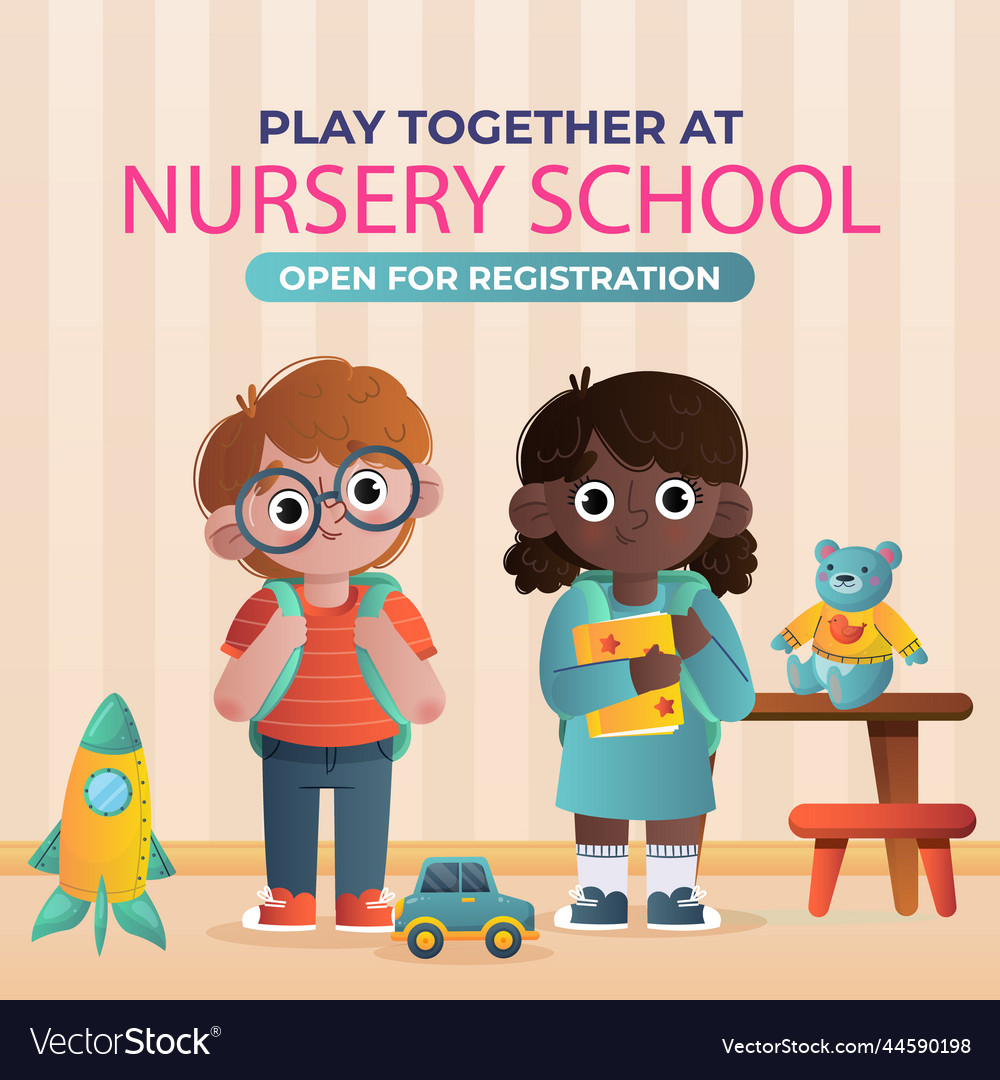 Gradient nursery school posts Royalty Free Vector Image