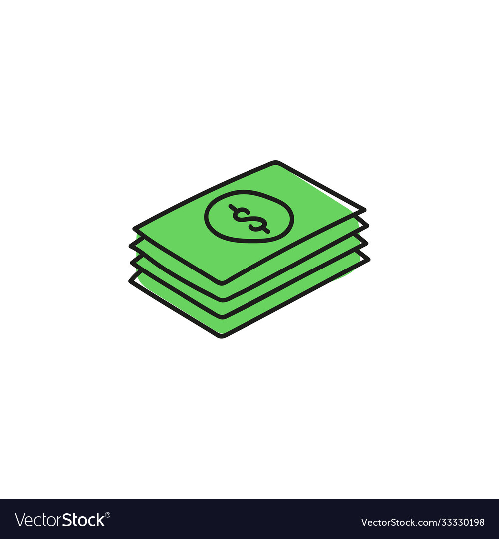 Green banknote stack Royalty Free Vector Image