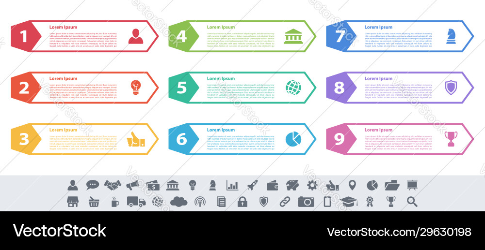 Infographic design business concept with 9 steps Vector Image