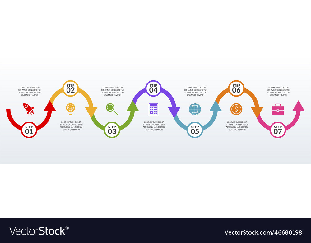 Infographics design template and icons with 7 Vector Image
