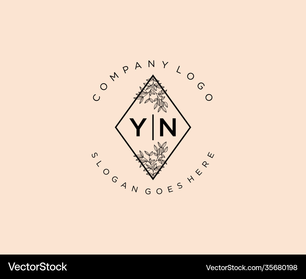 Initial yn letters beautiful floral feminine Vector Image