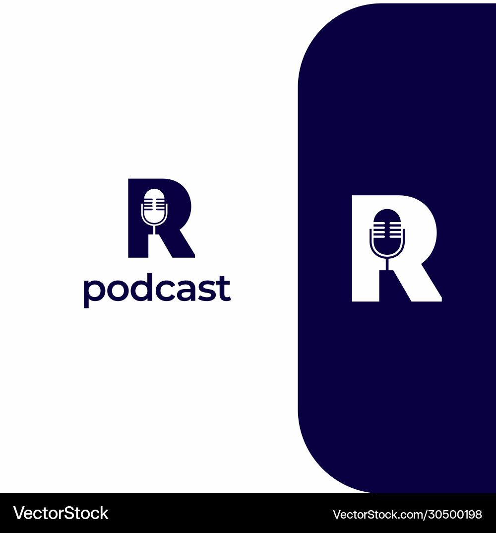 Letter r podcast record logo icon design Vector Image