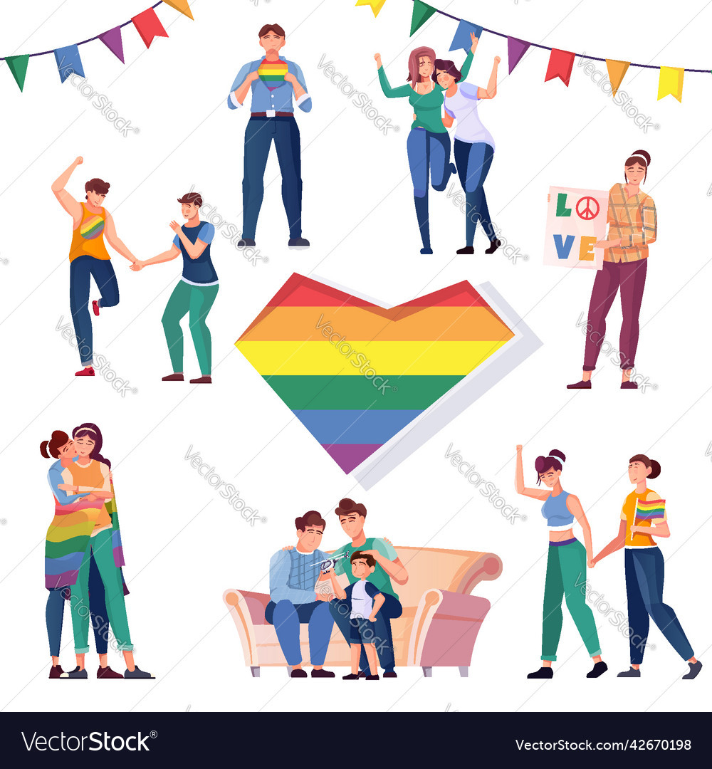 Lgbt flat icons set Royalty Free Vector Image - VectorStock