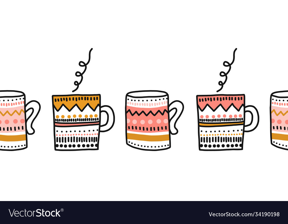 Mups seamless border repeating cup pattern Vector Image