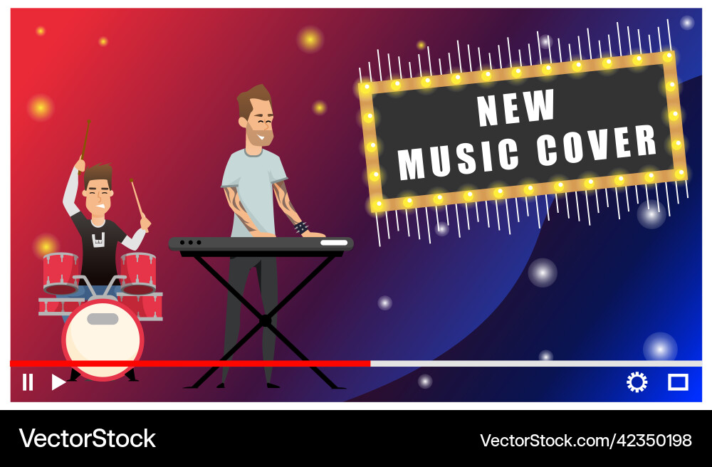 Musicians rock group recording video in studio Vector Image