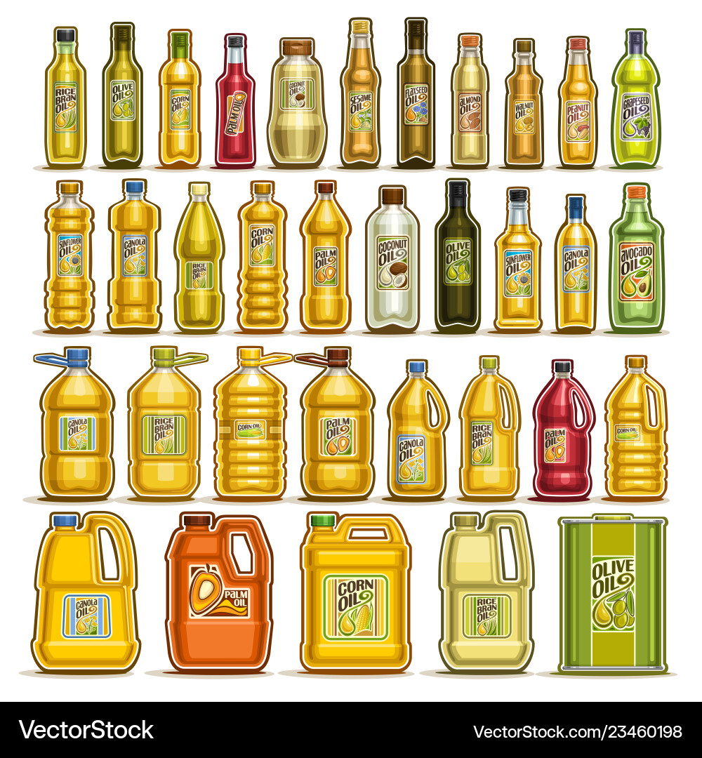 Set cooking oil in bottles Royalty Free Vector Image