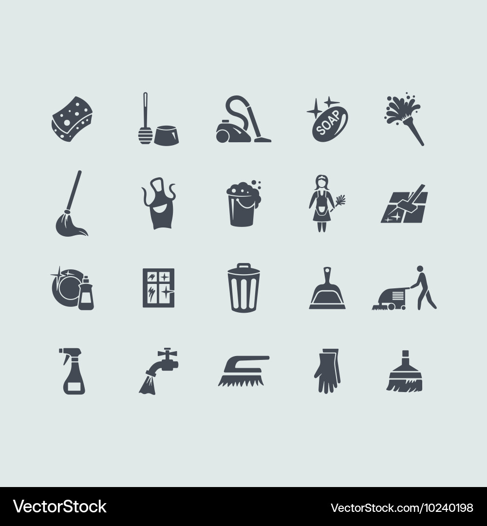 Set of cleaning icons Royalty Free Vector Image