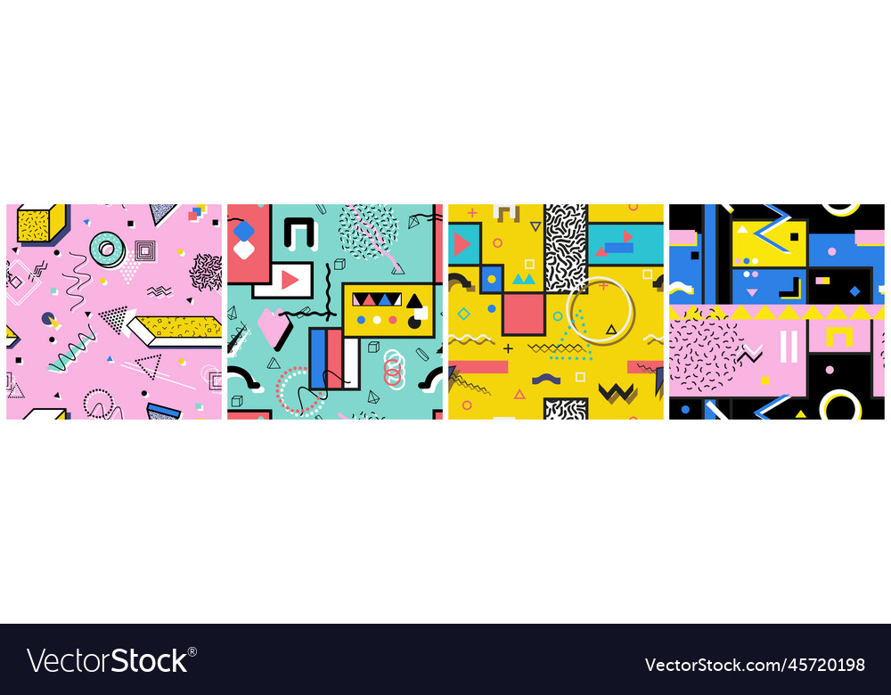 Set of seamless colorful abstract patterns Vector Image