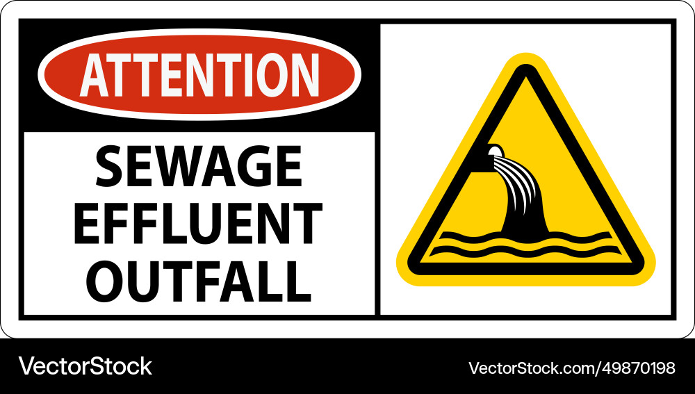 Water safety sign attention - sewage effluent Vector Image