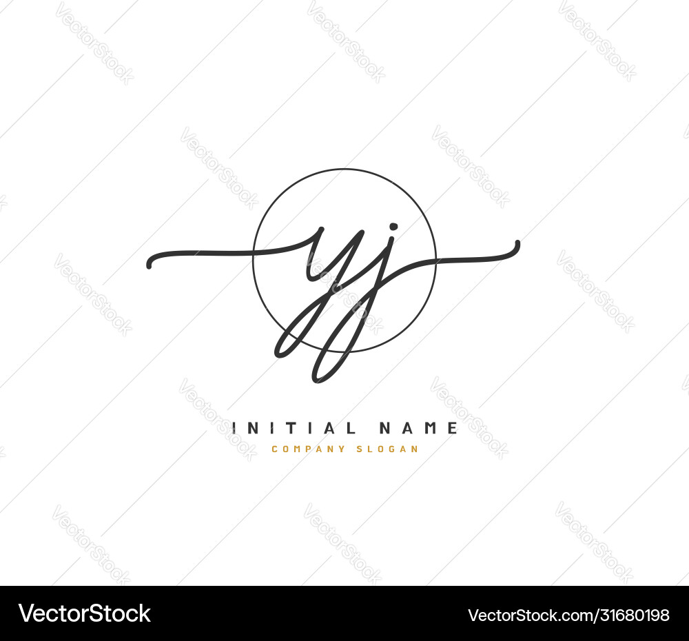 Y j yj beauty initial logo handwriting Royalty Free Vector
