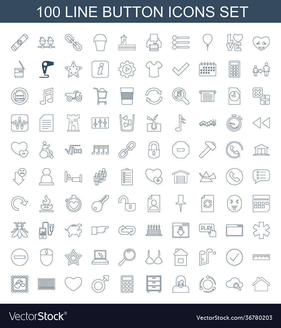 100 button icons Royalty Free Vector Image - VectorStock