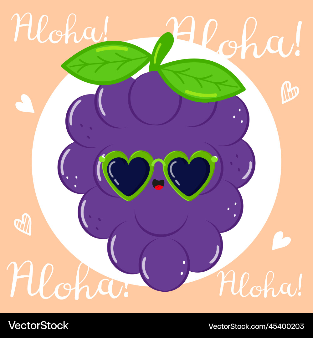 Cute funny grape character hand drawn cartoon Vector Image