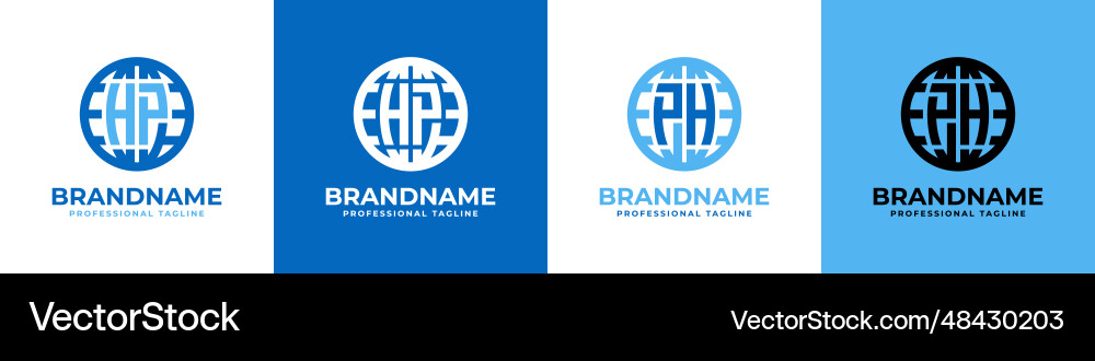 Letter hp and ph globe logo set suitable for any Vector Image