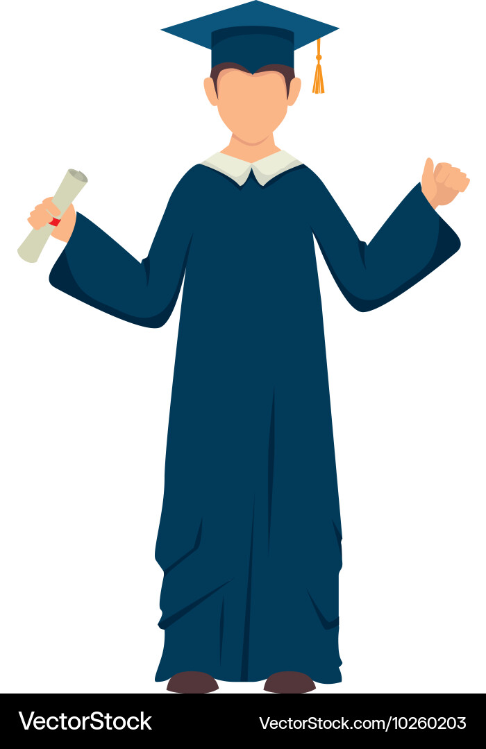 Man boy graduate gown Royalty Free Vector Image