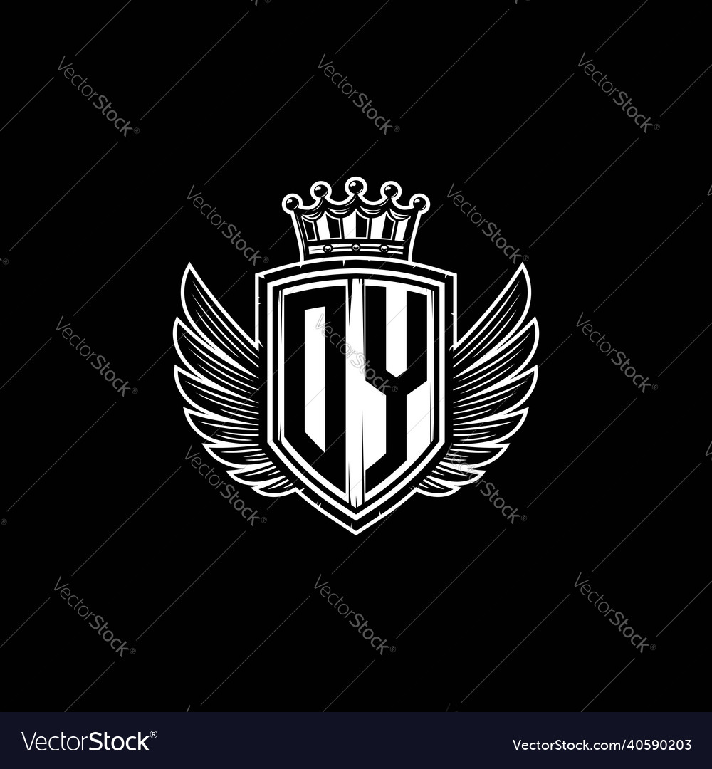 Oy logo monogram shield crown luxury design Vector Image
