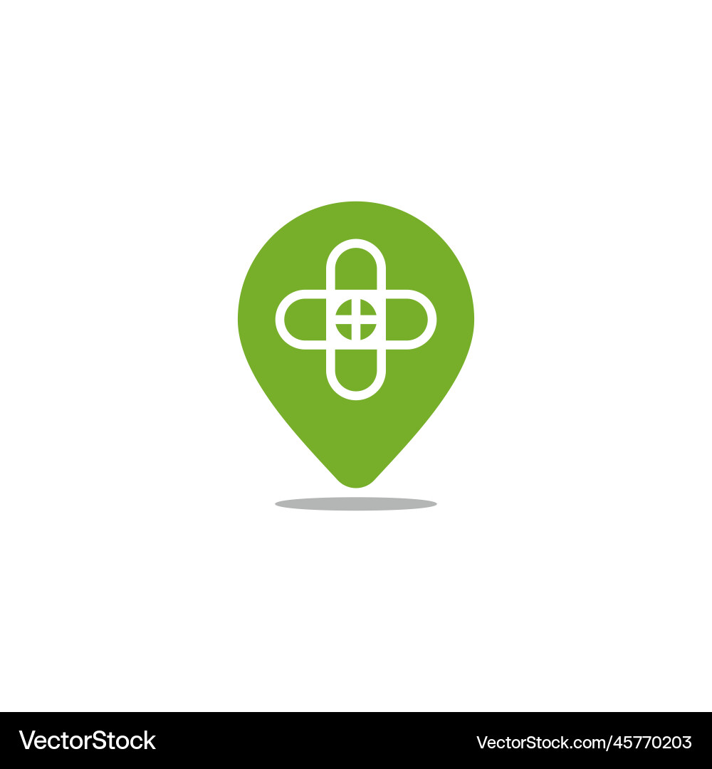 Plus medical pin location symbol Royalty Free Vector Image