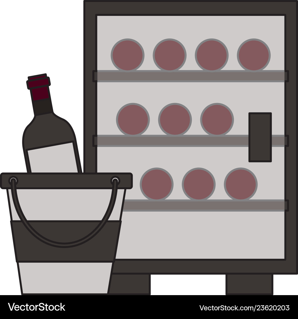 Refrigerator wine bottles ice bucket Royalty Free Vector