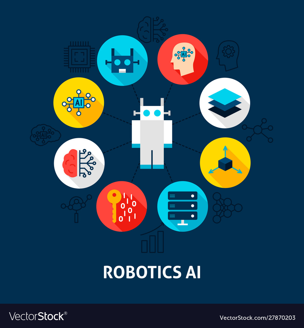 Robotics ai concept icons Royalty Free Vector Image