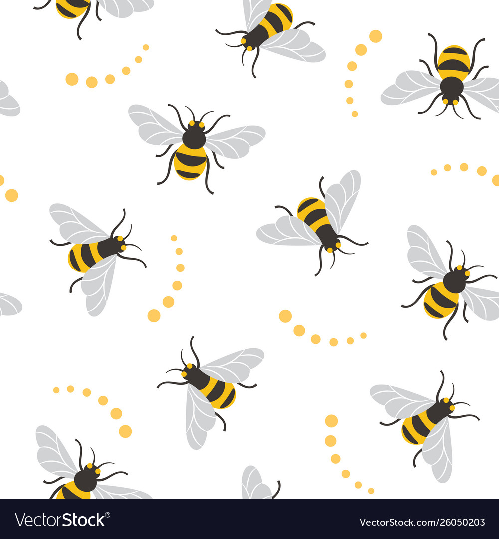 Seamless pattern with bees bee Royalty Free Vector Image