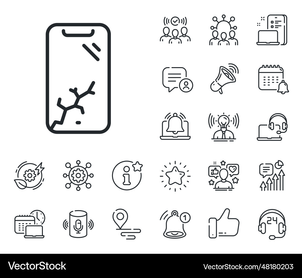 Smartphone broken line icon phone crash sign Vector Image