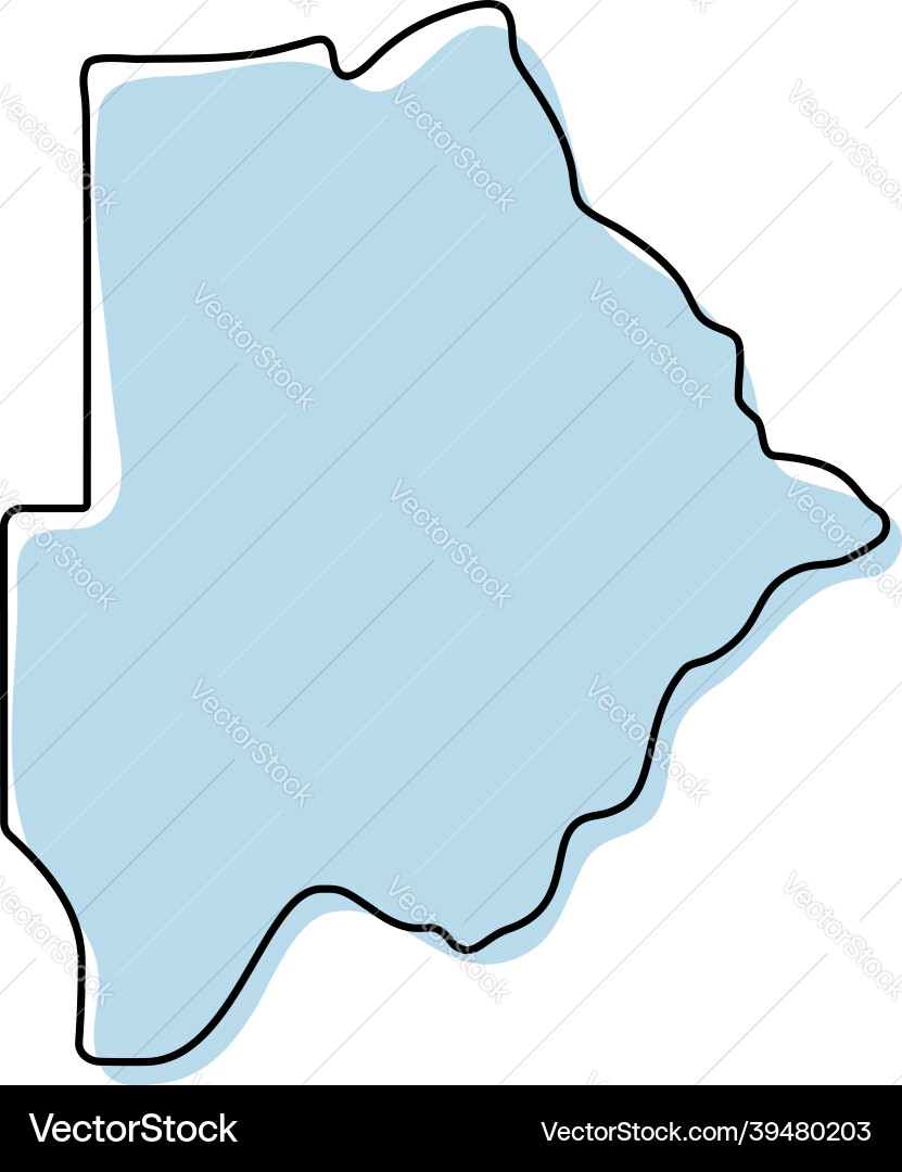 Stylized simple outline map of botswana icon blue Vector Image