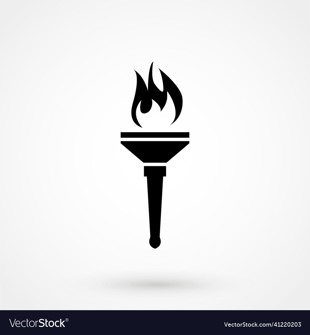 Torch icon symbol fire hot flame power flaming Vector Image Torch icon symbol fire hot flame power flaming Vector Image