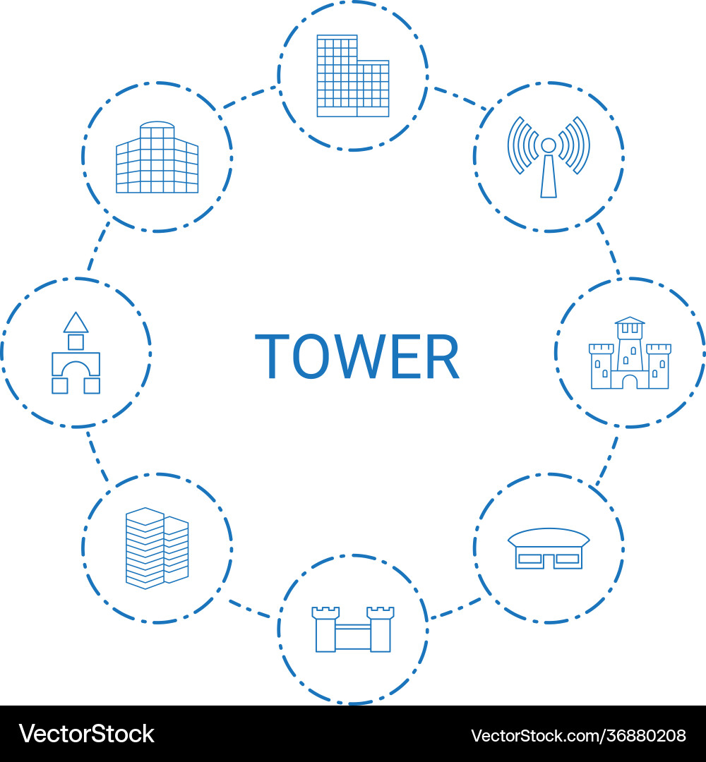 8 tower icons Royalty Free Vector Image - VectorStock
