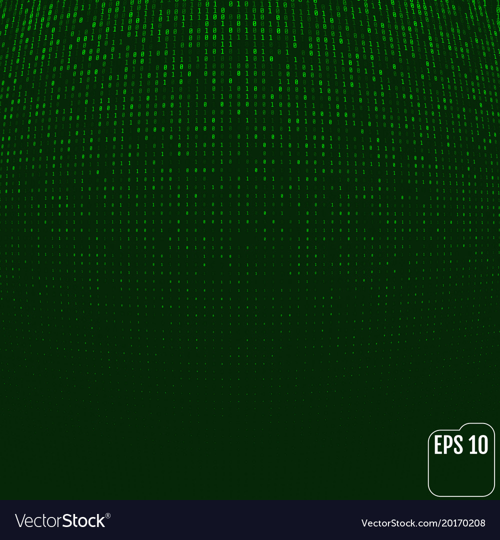 Binary code green neon glow matrix volume effect Vector Image