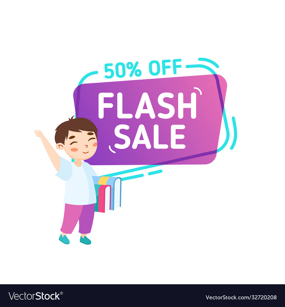 Flash sale school discount banner studying Vector Image