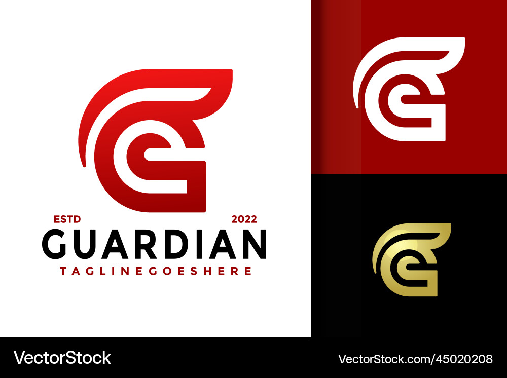 G letter guardian helmet logo design Royalty Free Vector