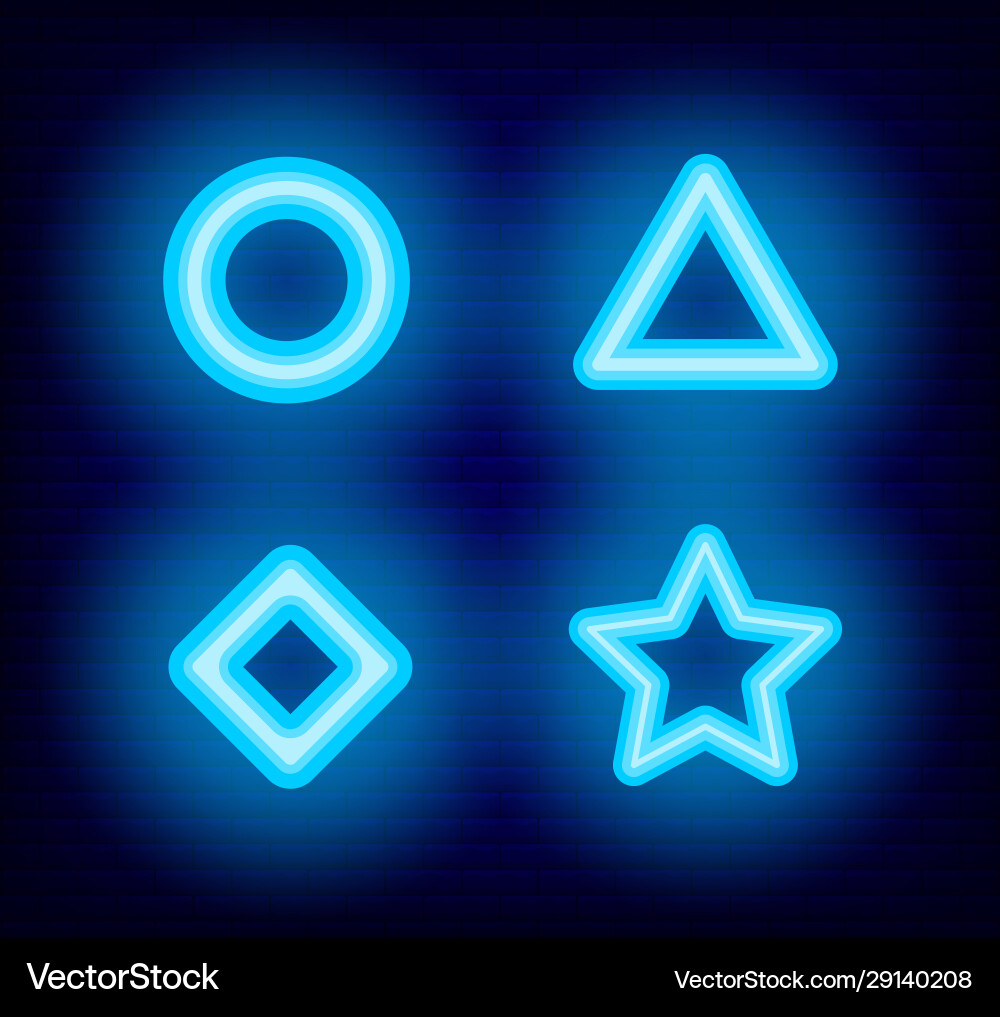 Geometric shapes neon signs set star triangle Vector Image