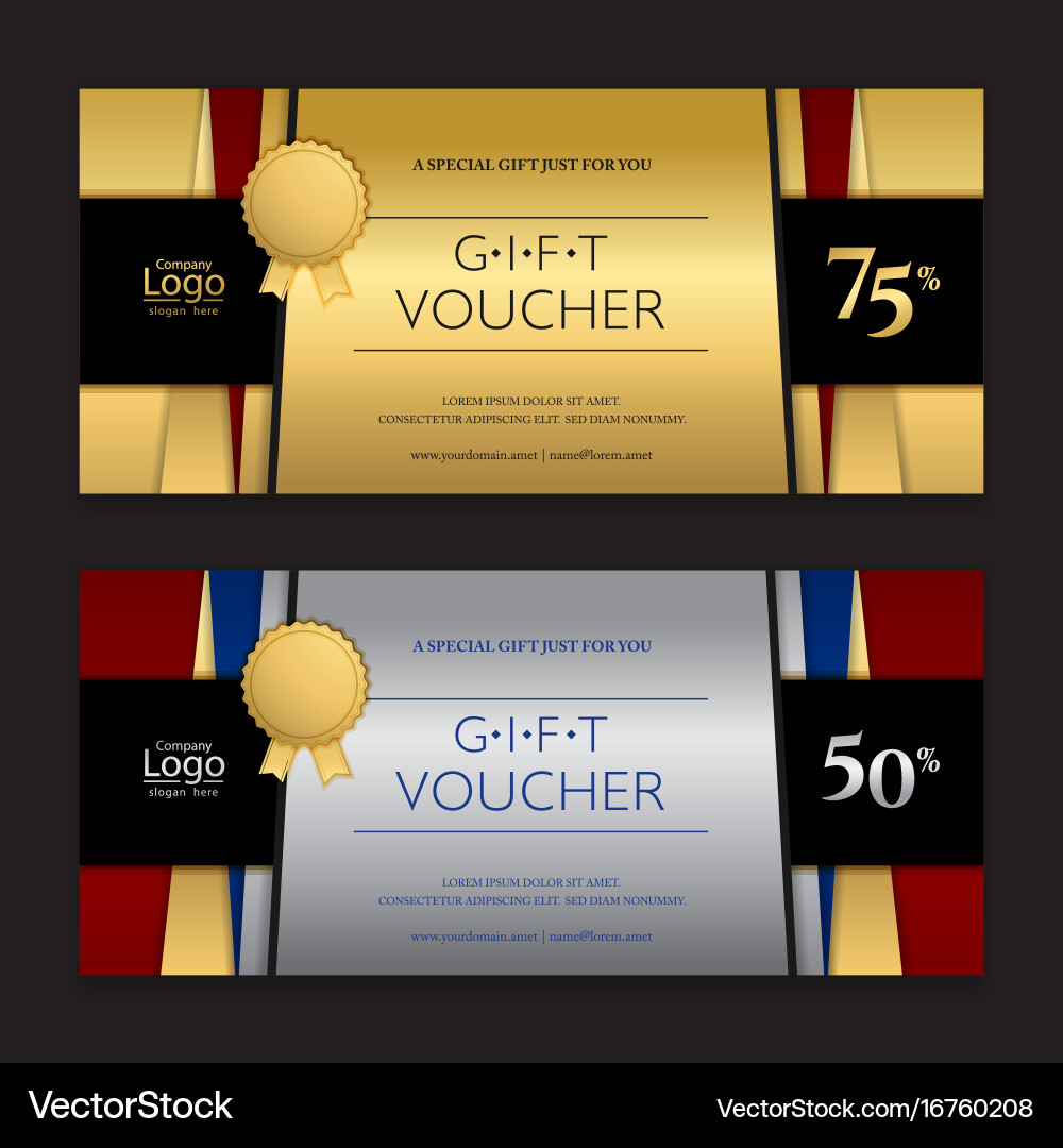 Gold and silver gift voucher or gift certificate Vector Image