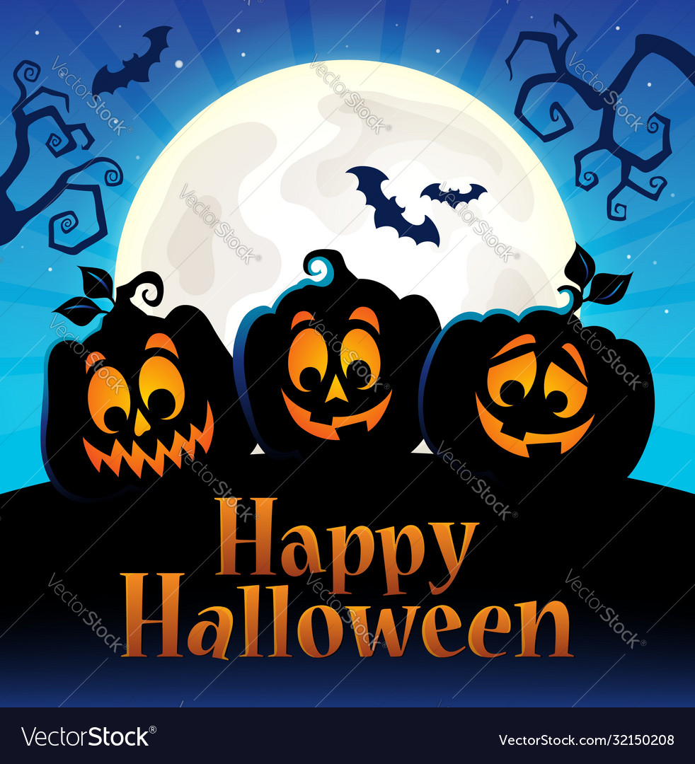 Happy halloween sign with pumpkins 5 Royalty Free Vector