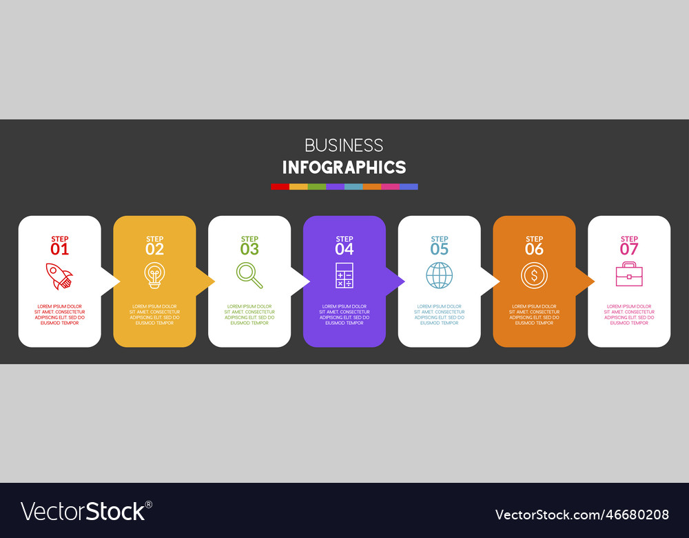 Infographics design template and icons with 7 Vector Image