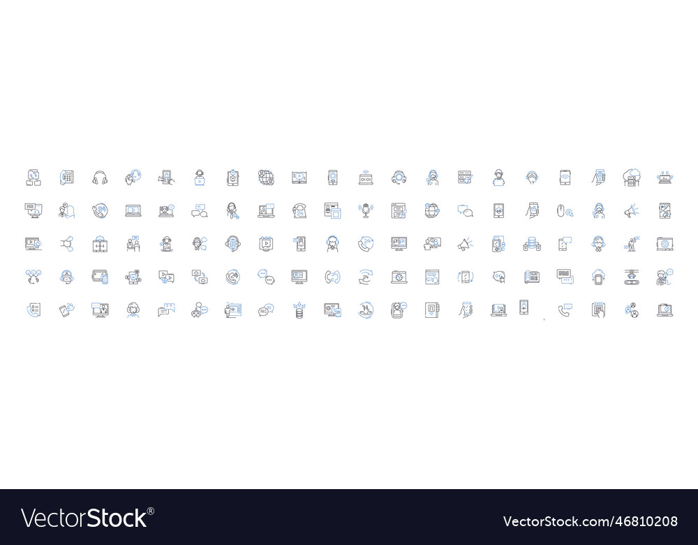 Information Technology Line Icons Collection Vector Image